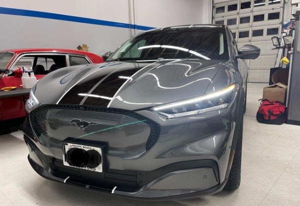 Got new racing stripes w/pinstripes! Carbonized Gray. | MachEforum ...