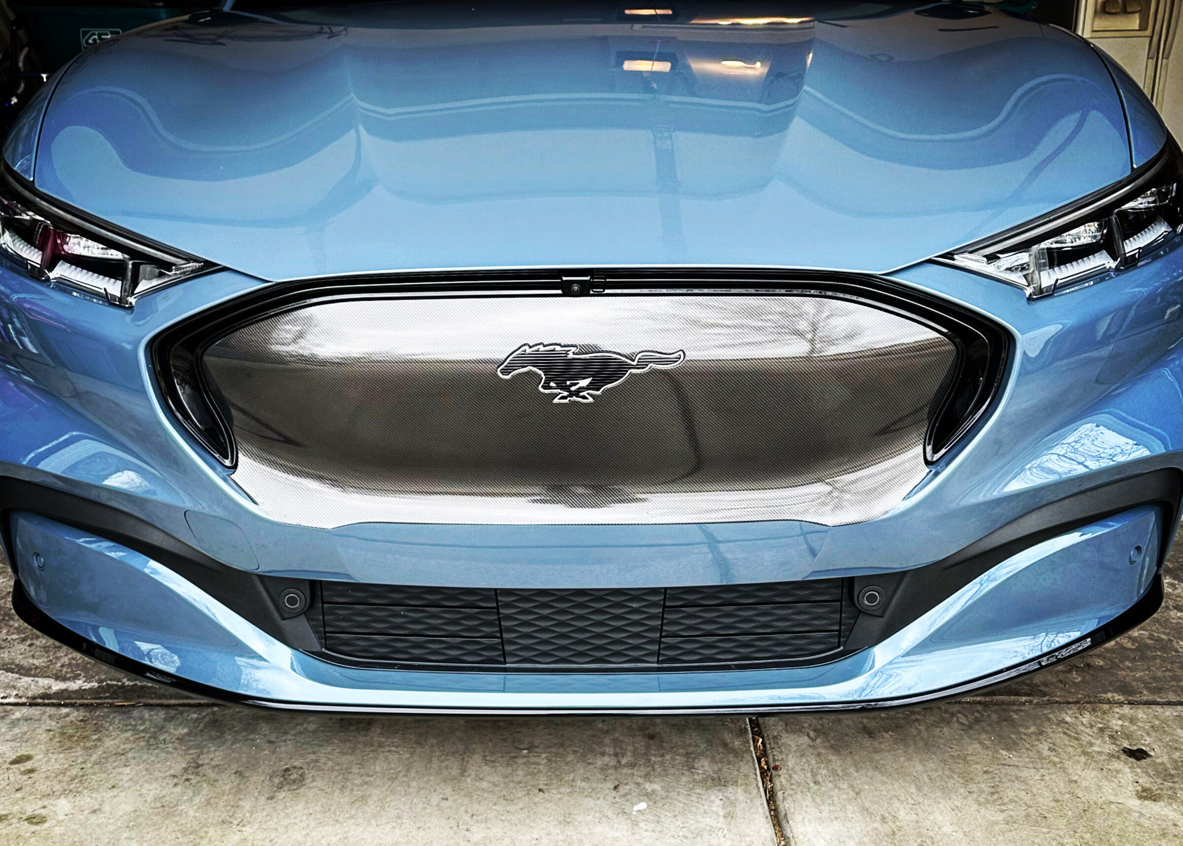 Wrapped my Mach-E grille in carbon fiber vinyl | MachEforum - Ford ...