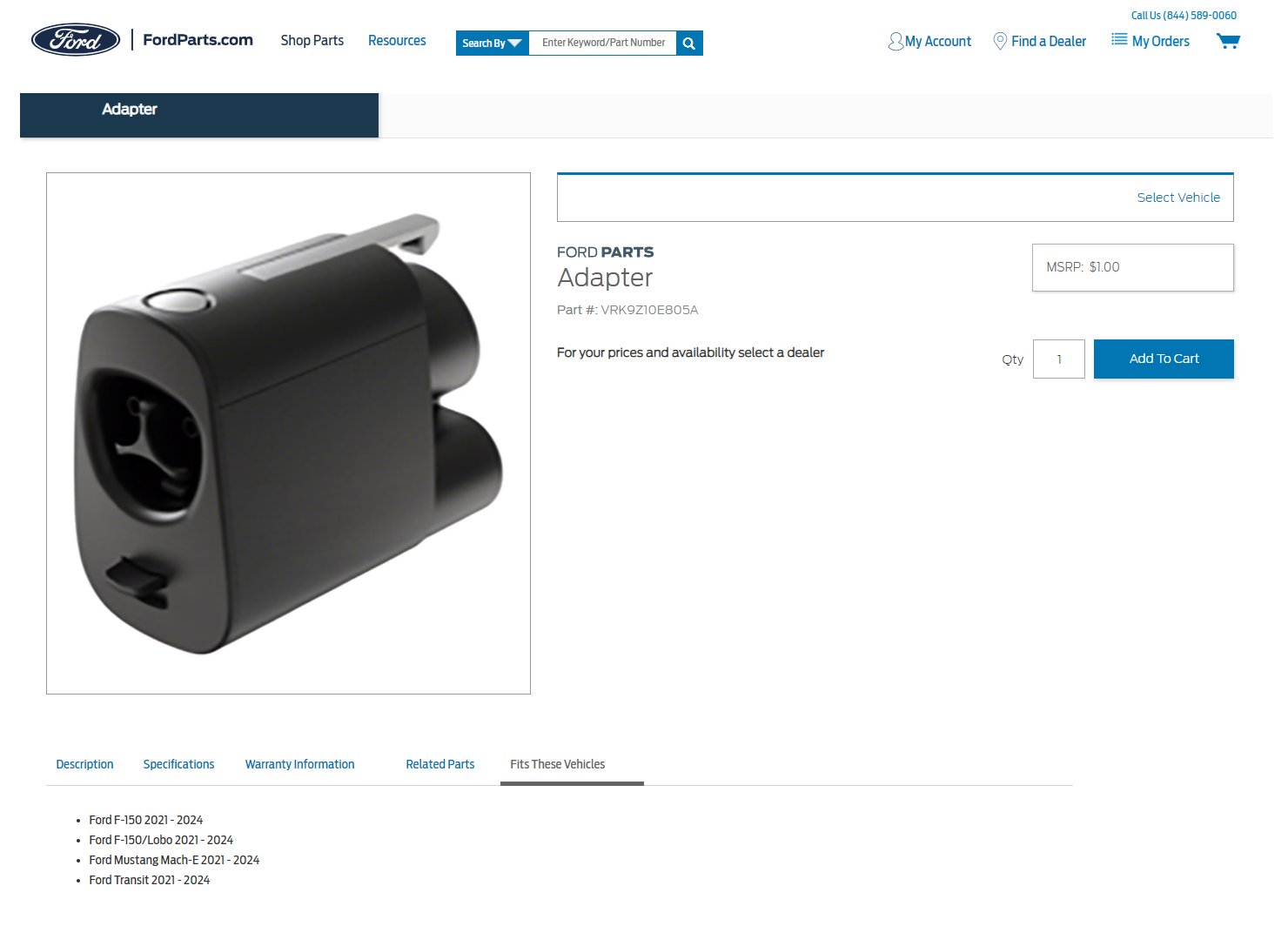 NACS Adapter is on Ford Parts Website (no, it can't be ordered yet ...
