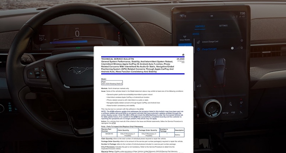 TSB 25-2049 2021-2024 Mustang Mach-E - SYNC4 - General System ...
